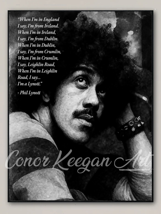 Phil Lynott Watercolour Portrait Art Gift Print with Quote - Buy Pencil ...